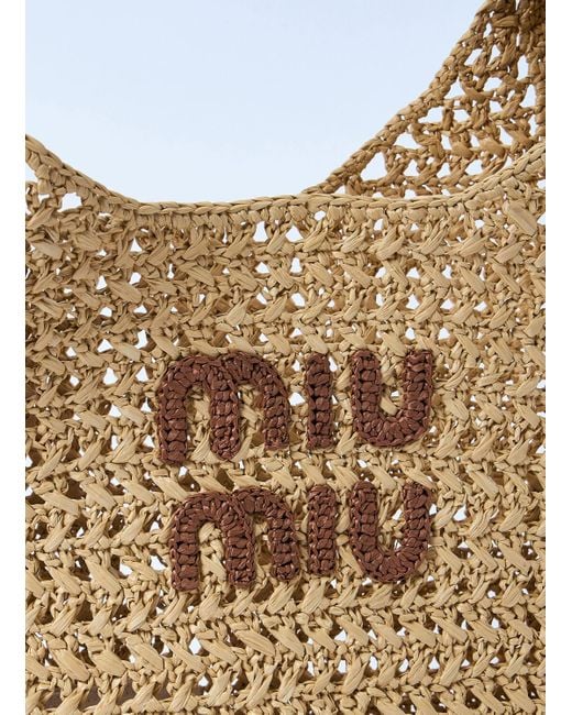 Miu Miu Logo Motif Crochet Shoulder Bag in Metallic | Lyst
