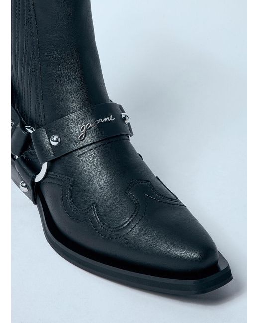 Ganni Low-Cut Western Chelsea Boots in Blue | Lyst