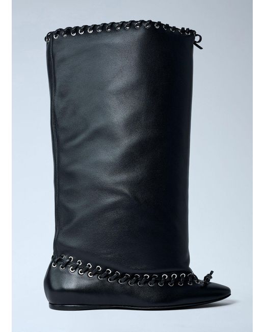 August Barron Level Flat Boots in Black | Lyst UK