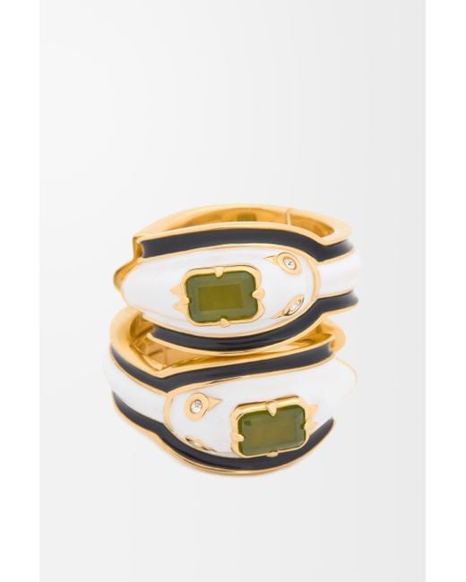 Loewe Luxury Snake Earrings In Sterling Silver, Crystals And Jade in ...