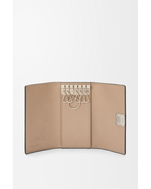 Loewe Luxury Anagram Key Case In Pebble Grained Calfskin in Natural | Lyst