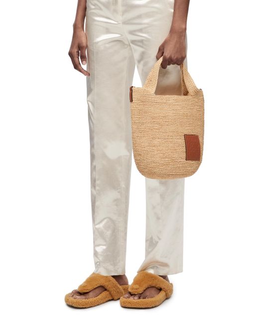 Loewe Luxury Mini Slit Bag In Raffia And Calfskin For in Natural | Lyst