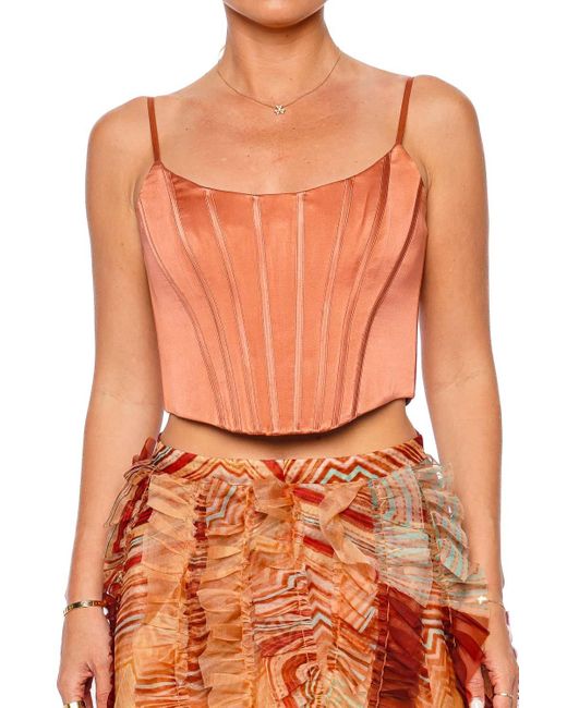 Zimmermann Silk Corset Cropped Top in Orange | Lyst Zimmermann Silk Corset Cropped Top in Orange | Lyst