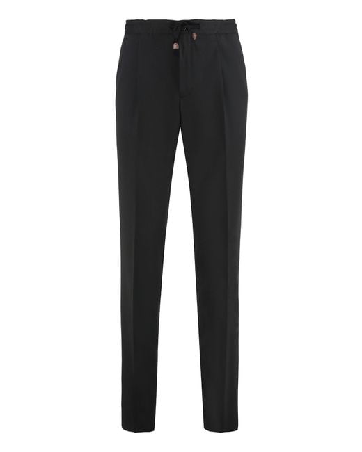 Slowear Tapered Fit Wool Pants in Black for Men | Lyst