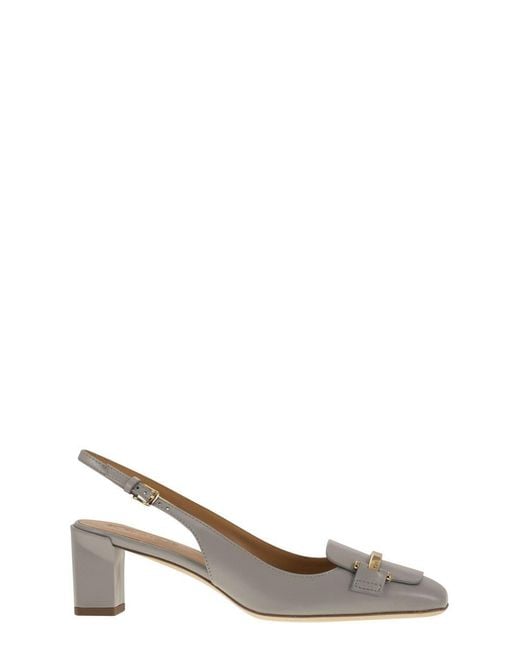 Tod's Slingback Leather Décolleté in Gray | Lyst