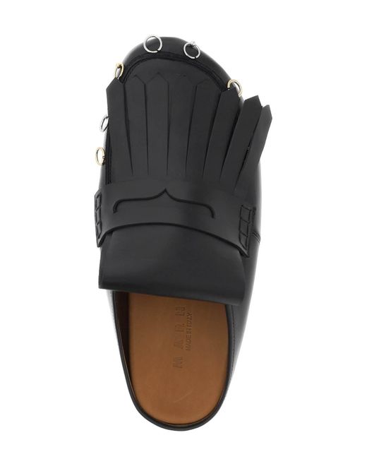 Marni Leather Clogs With Bangs And Piercings in Black for Men | Lyst