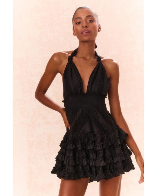 LoveShackFancy Quintelle Ruffle Halter Mini Dress For | Lyst
