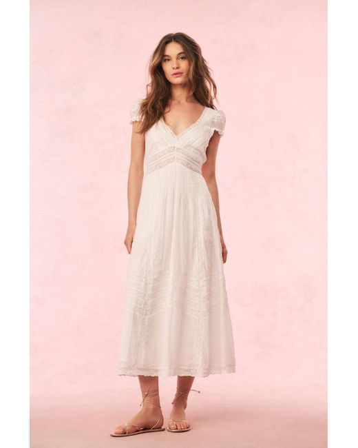 LoveShackFancy Suvi Cotton Midi Dress For in Pink | Lyst