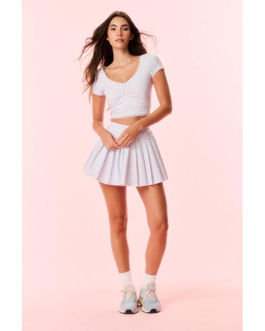 LoveShackFancy Dancia Gingham Print Active Skort For in Pink | Lyst