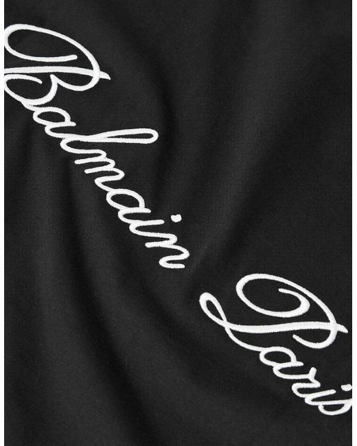 Balmain Logo Embroidered Loose Fit T-Shirt in Black for Men | Lyst UK