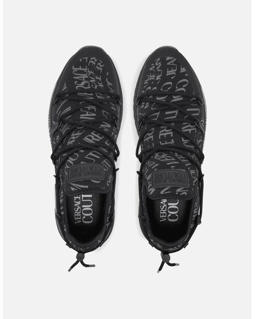 Versace Dynamic Low-Top Monogram Runner Sneakers in Black for Men | Lyst UK