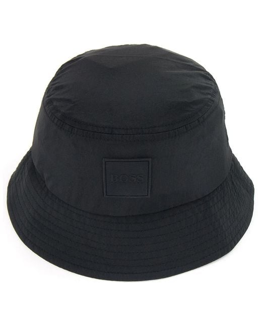 BOSS Saul Logo Badge Bucket Hat 001 in Black for Men | Lyst UK
