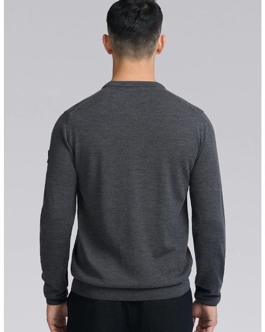 Sandbanks Merino Crew Neck Jumper Anthracite in Blue for Men | Lyst UK