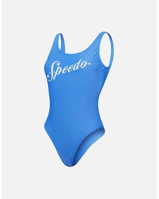 Speedo Ladies Logo U-Back One Piece Swimsuit in Blue | Lyst UK