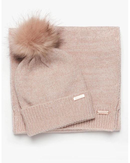 Barbour Sparkle Beanie & Scarf Gift Set in Pink | Lyst UK