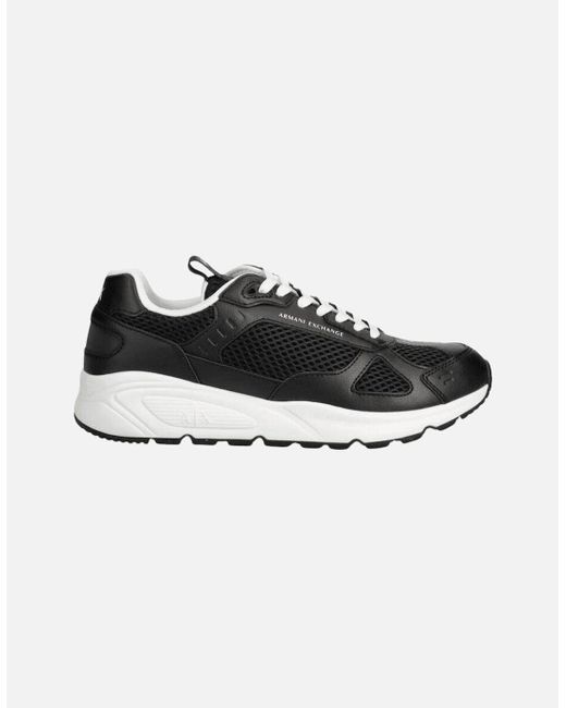 ARMANI EXCHANGE Eco Leather/Mesh Trainer in Black for Men | Lyst UK