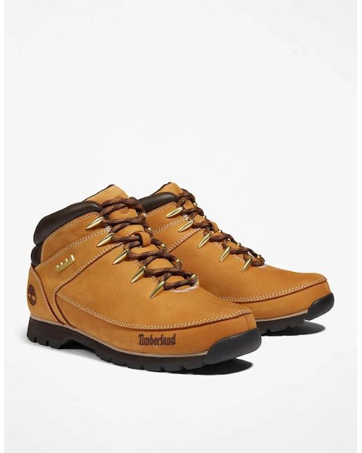 Timberland Euro Sprint Contrast Logo Hiking Shoe in Brown for Men | Lyst UK
