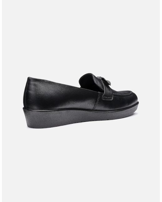 Hotter Amber Low Wedge Loafers in Black | Lyst UK