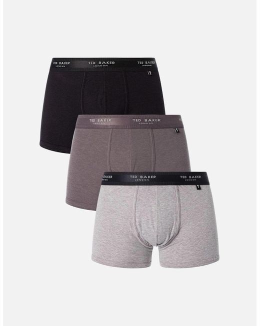 Ted Baker 3-Pack Contrast Logo Boxer Trunks, Mix in Grey for Men | Lyst UK