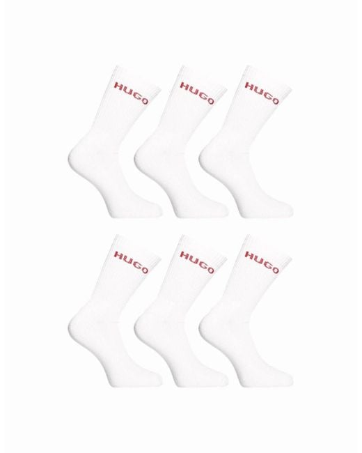 BOSS 6-Pack Logo Ribbed Sports Socks in White for Men | Lyst UK