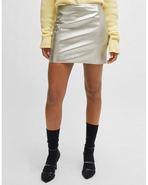 BOSS Rusine-1 Regular-Fit Mini Skirt in Metallic | Lyst UK