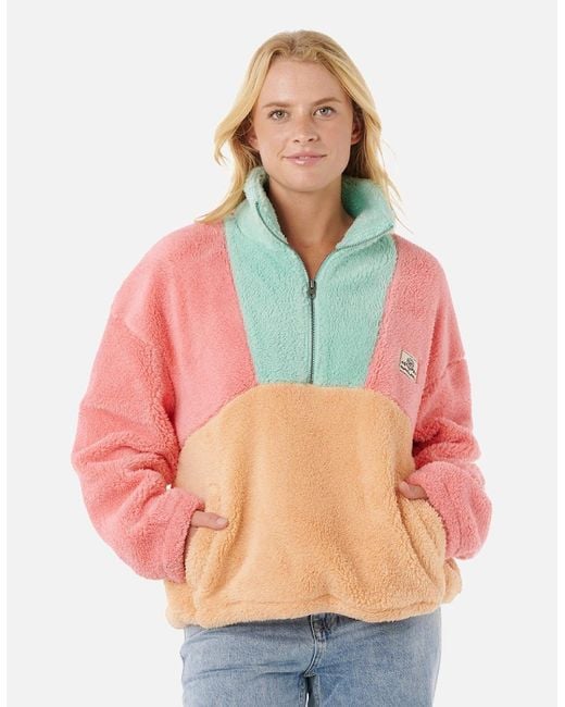 Rip Curl Rip Curl Block Party Polar Half Zip Fleece in Pink | Lyst UK