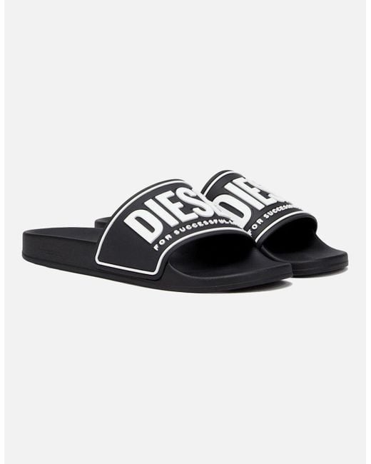 DIESEL Sa-Mayemi Pool Slides With 3D Logo in Black for Men | Lyst UK