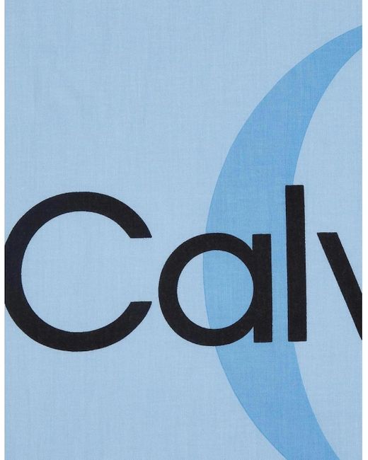 Calvin Klein Printed Cotton Scarf in Blue | Lyst UK