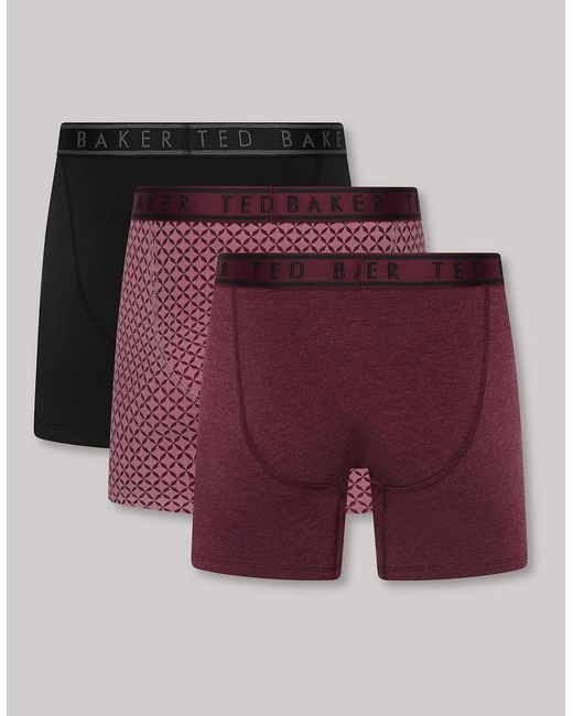 Ted Baker 3-Pack Cotton Boxer Briefs Boxer Briefs/Charix/Fig in Purple ...