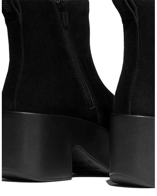 Fitflop Platfforms Heeled Suede Ankle Boots in Black | Lyst UK