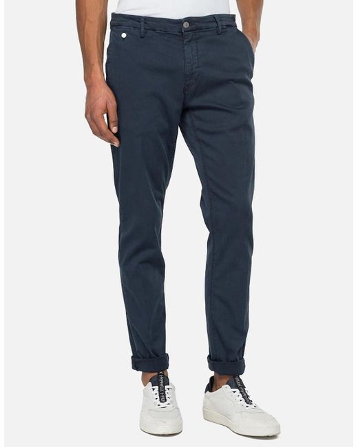Replay Hyperflex Benni Colour Edition Chino Pants in Blue | Lyst UK