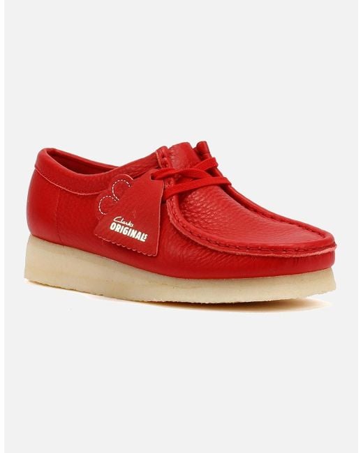Clarks Originals Wallabee Leather Shoes in Red | Lyst UK