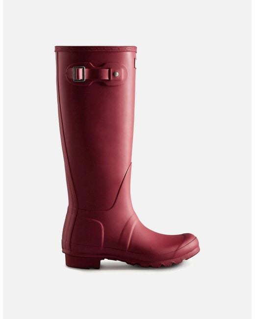 HUNTER Original Tall Boot Rubber Merlot Wellington Boots in Red | Lyst UK