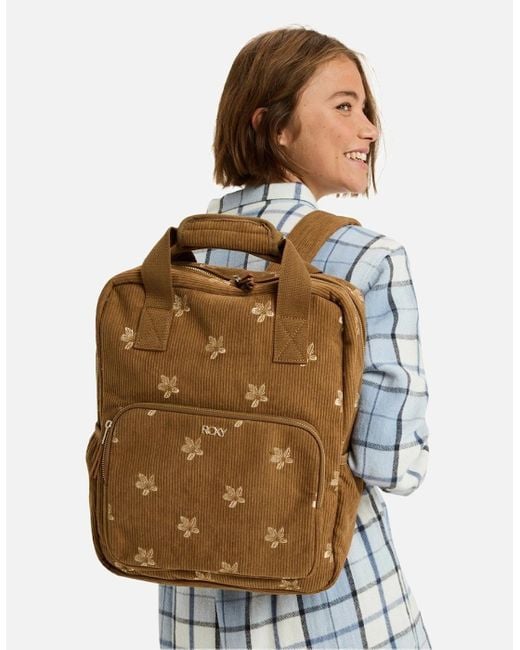 Roxy Feeling Emby Handle 13 L Cord Laptop Backpack in Brown | Lyst UK