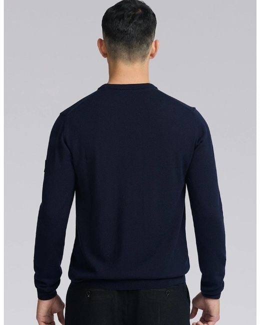Sandbanks Merino Crew Neck Jumper in Blue for Men | Lyst UK
