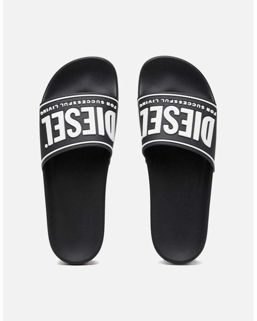 DIESEL Sa-Mayemi Pool Slides With 3D Logo in Black for Men | Lyst UK
