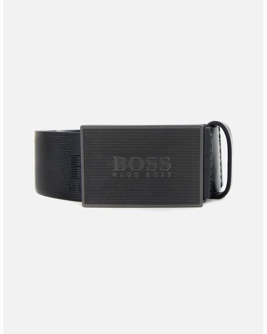 BOSS Logo Plaque Icon Leather Belt 001 in Black for Men | Lyst UK