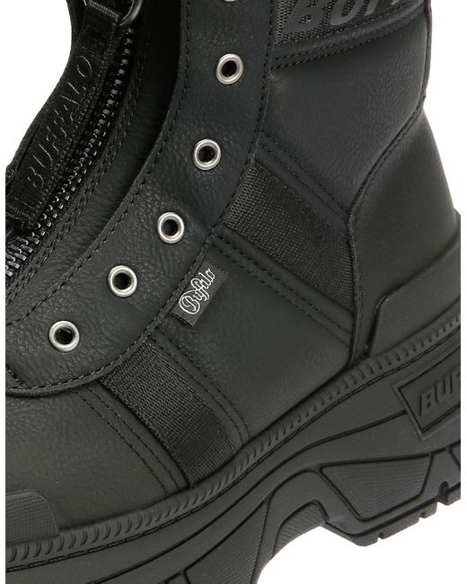 Buffalo Fusion Front Zip Boots in Black | Lyst UK