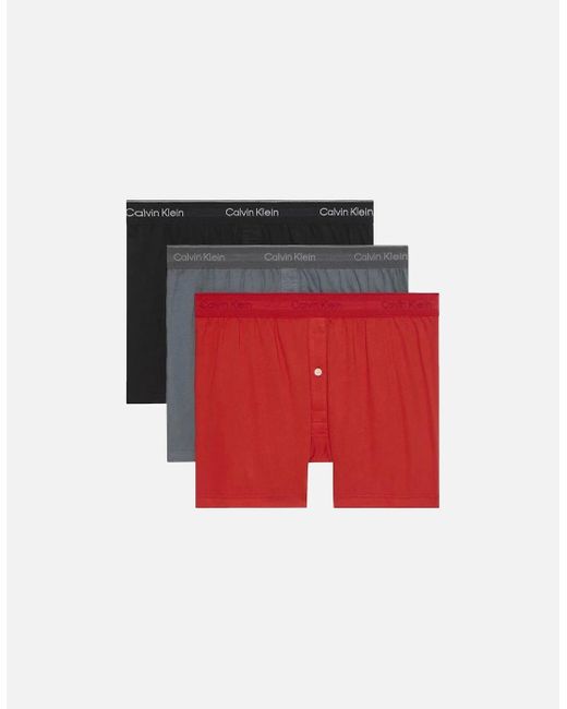 Calvin Klein 3-Pack Button-Front Pure Cotton Boxer Briefs, Turbulence ...