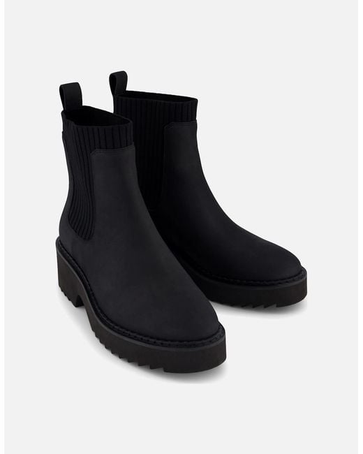 TOMS Millie Nubuck Leather Boots in Black | Lyst UK
