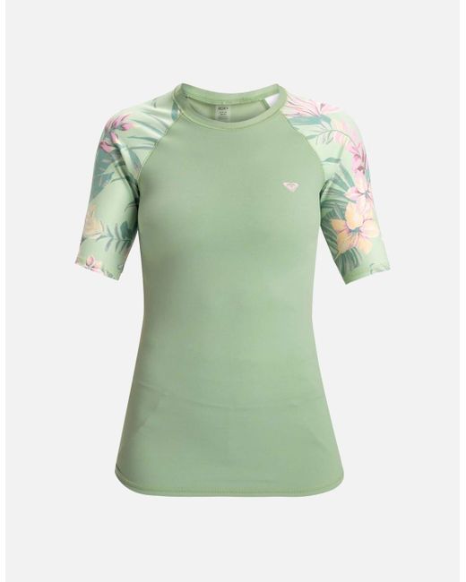 Roxy Into The Sun Short Sleeve Rash Vest in Green | Lyst UK