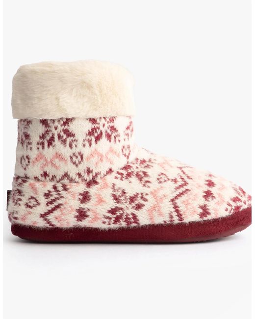 Totes Toasties Fair Isle Knit Boot Slippers Fair Isle in Pink | Lyst UK