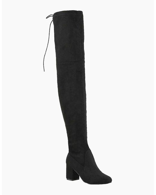 XY London Ladies Pixie Block Heel Thigh-High Boots in Black | Lyst UK