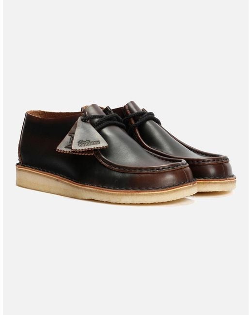 Clarks Originals Desert Nomad Leather Dark Tan Shoes in Brown for Men ...
