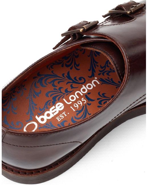 Base London London Knight Leather Burnt Double Monk Shoes in Brown for Men | Lyst UK