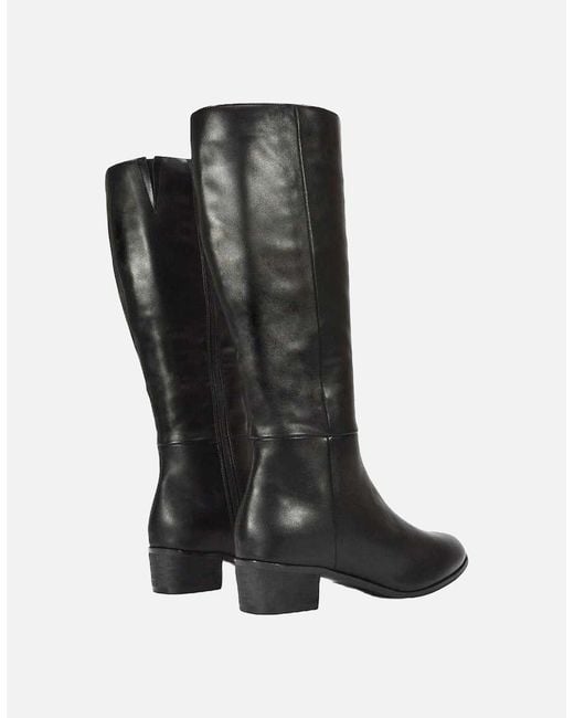 XY London Ladies Anne Low Block Heel Knee-High Boots in Black | Lyst UK