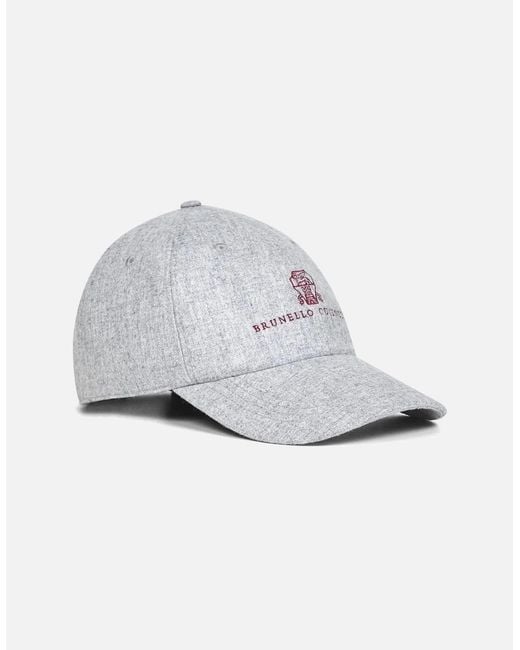 Brunello Cucinelli Cotton Branded Cap in White for Men | Lyst UK