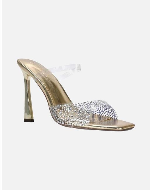 XY London Ladies Lois Rhinestone Perspex High Heel Sandals in Metallic ...