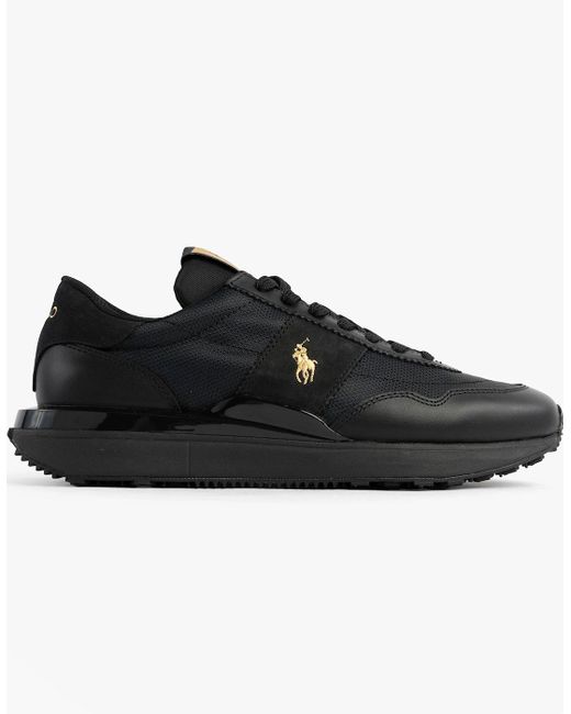 Polo Ralph Lauren Train 89 V2 Lace Up Suede-Panelled Trainer in Black ...