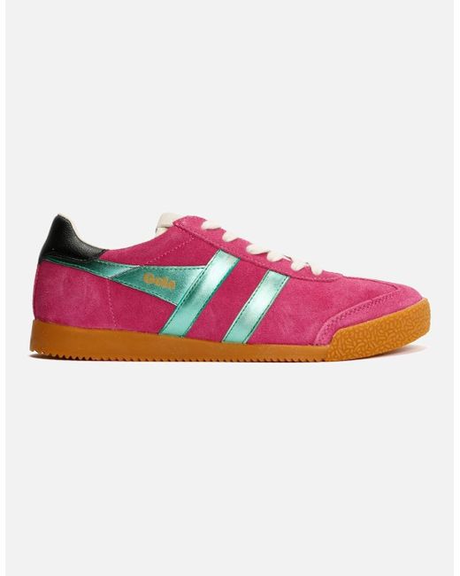 Gola Elan Glitz Suede Fuchsia/Emerald/ Trainers in Pink | Lyst UK